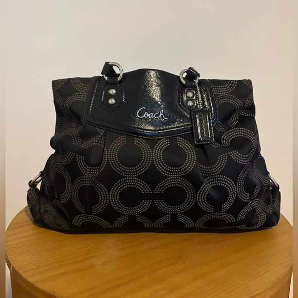 Coach | Bags | Coach Black And Circle Pattern Shoulder Bag | Poshmark